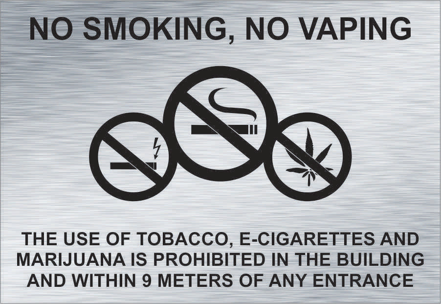 No Smoking, No Vaping, Within 9 Meters of Any Entrance 8" x 5.5" – The ...