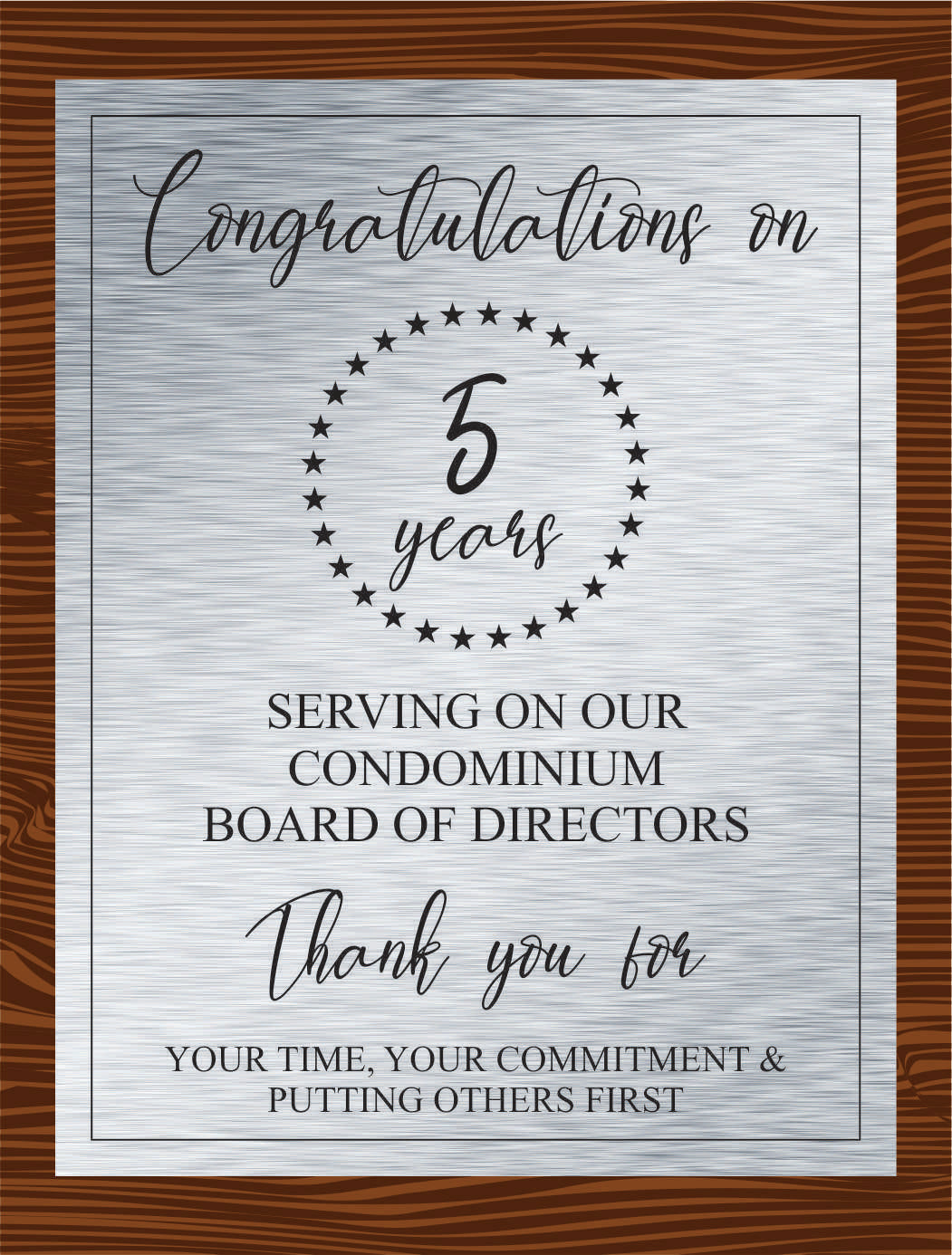 Congratulations on 5 Years (Director Award Plaque) – The CondoSigns Store