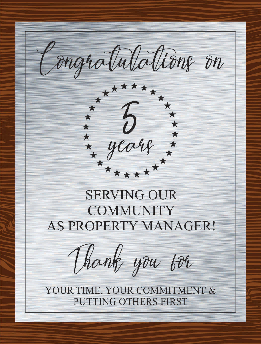 Congratulations on 5 Years (Property Manager Award Plaque) – The ...
